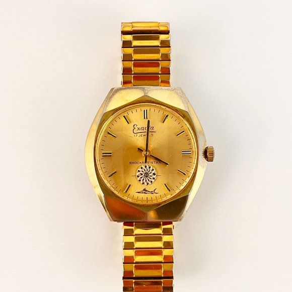 Exacta | Accessories | Vintage Exacta Mechanical Watch Mens Gold Tone ...